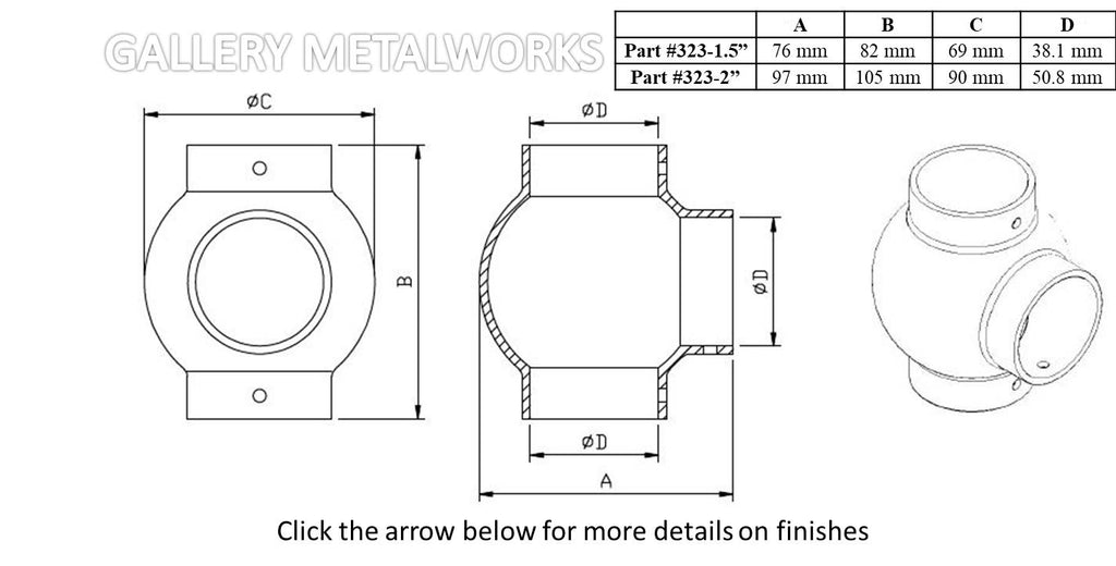Ball Tee Fittings | Gallery Metal Works | Ball Fittings – Gallery ...