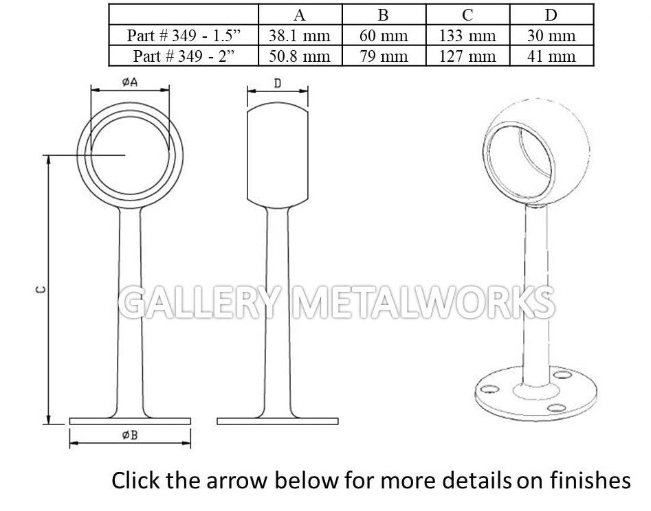 Ball Center Post Tall | Gallery Metal Works | Brackets – Gallery Metalworks